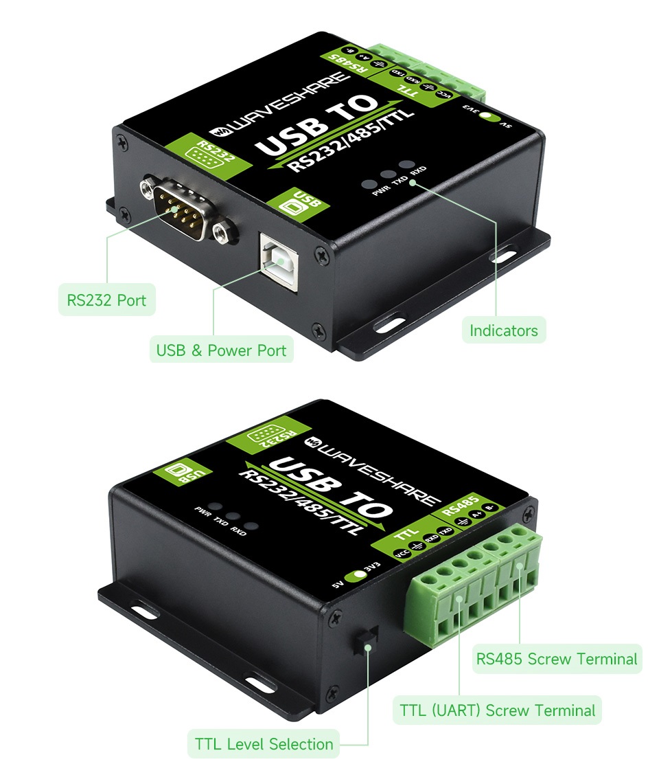 Isolated USB-RS232/RS485/TTL converter (B) - Waveshare 22547 - Kamami ...